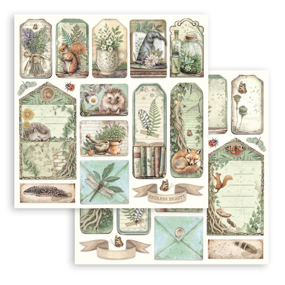 Stamperia Herbarium Silvae - 12x12 Designer Paper - Tags and Letters ...